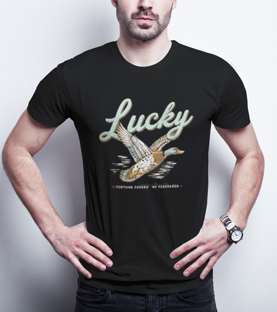 Lucky Fortune Favors The Feathered Flying Mallard Duck T-Shirt