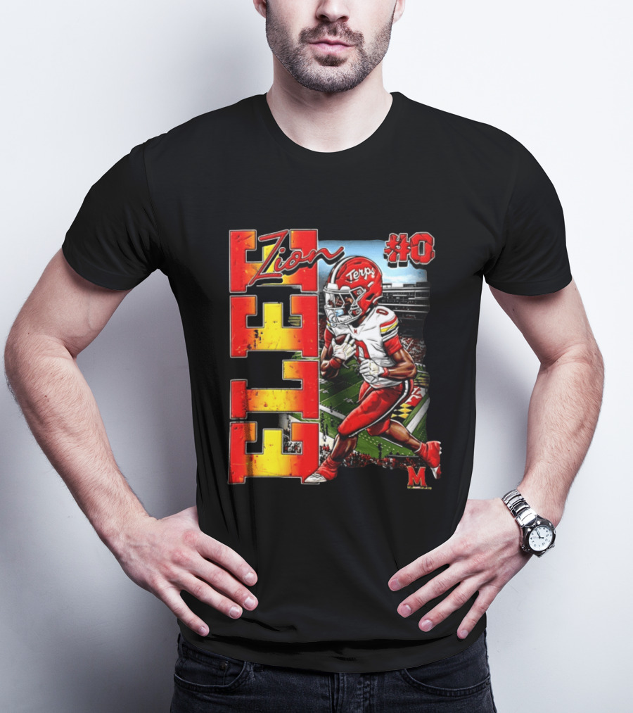 Zion #0 Maryland Terrapins NCAA Football Player Caricature T-Shirt