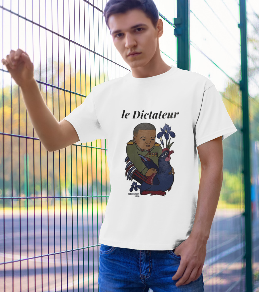 Le Dictateur Sportsbook 2026 Military Officer Cartoon French Rooster Iris Flowers T-Shirt