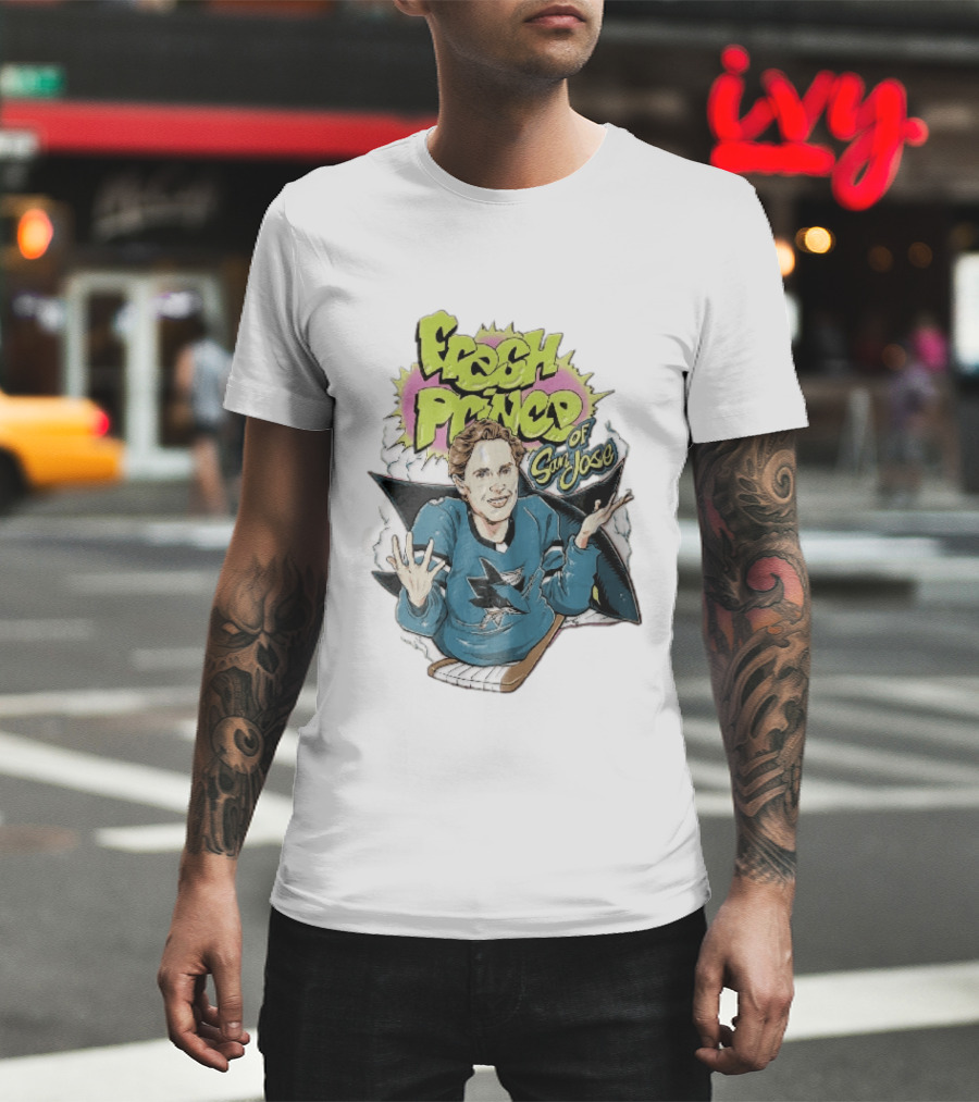 San Jose Sharks NHL Fresh Prince Cartoon Caricature Teal Hockey Jersey T-Shirt