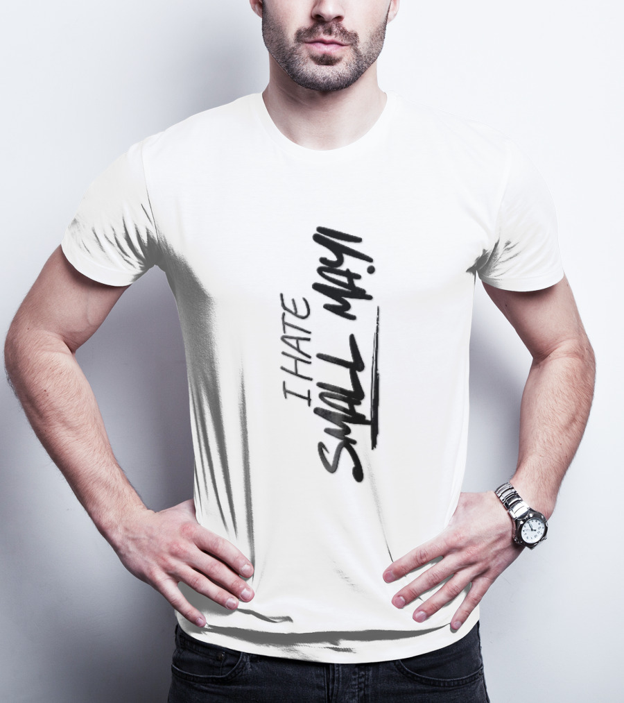I Hate Small Talk Black Brush Lettering Handwritten Script T-Shirt