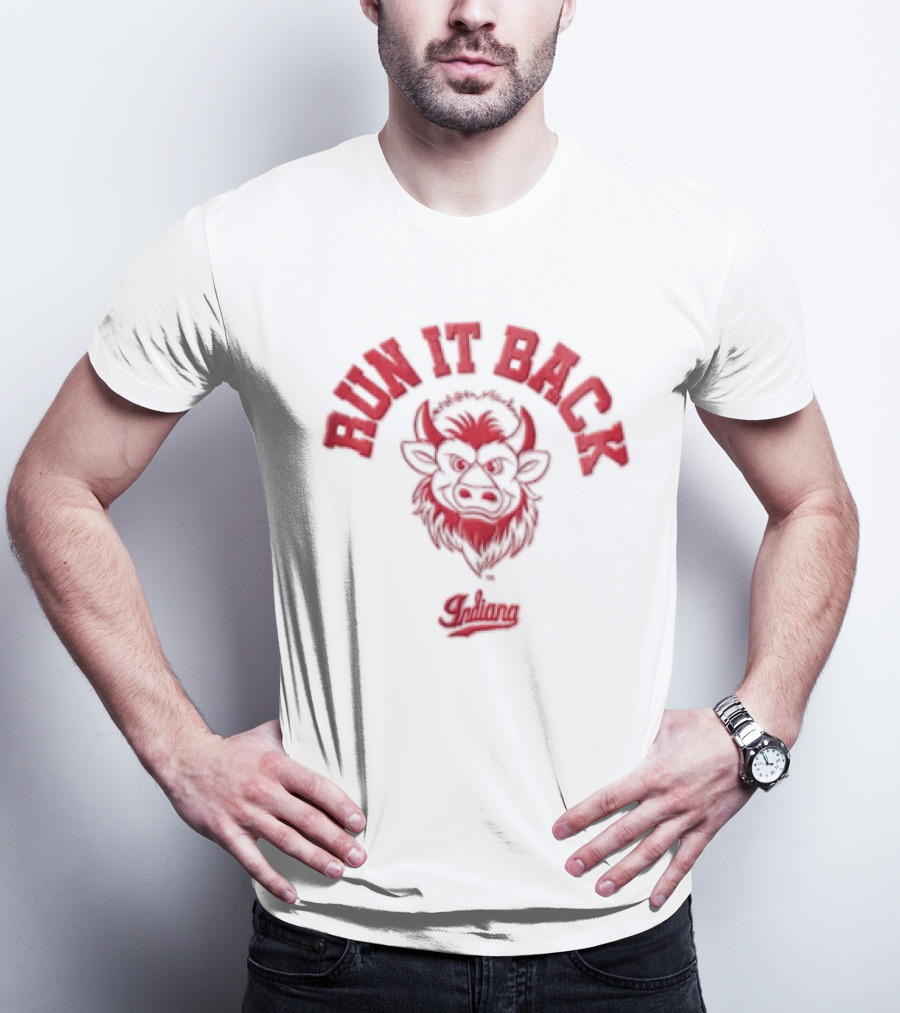 Run It Back Indiana Football Bold Red Bull T-Shirt