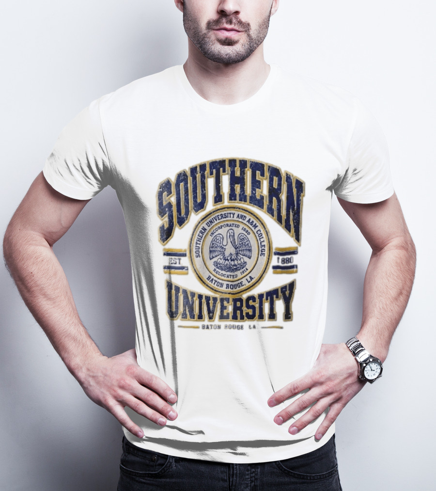 Southern University Jaguars Baton Rouge LA NCAA Est 1880 Incorporated Relocated 1914 Pelican Seal T-Shirt