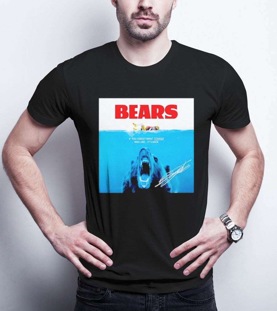 BEARS Caleb Williams Green Bay Packers Player Swimming Bear If You Forgot What Terror Was Like It's Back Chicago Bears T-Shirt
