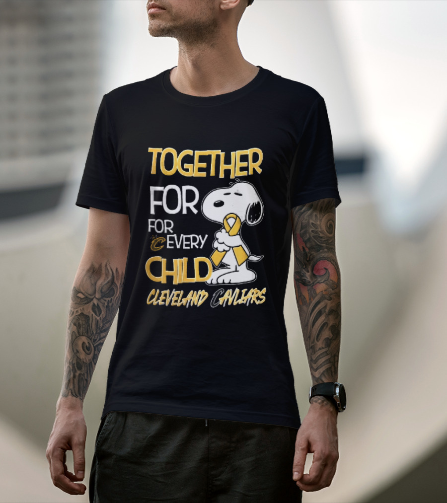 Cleveland Cavaliers Together For Every Child Cartoon Dog Yellow Ribbon T-Shirt
