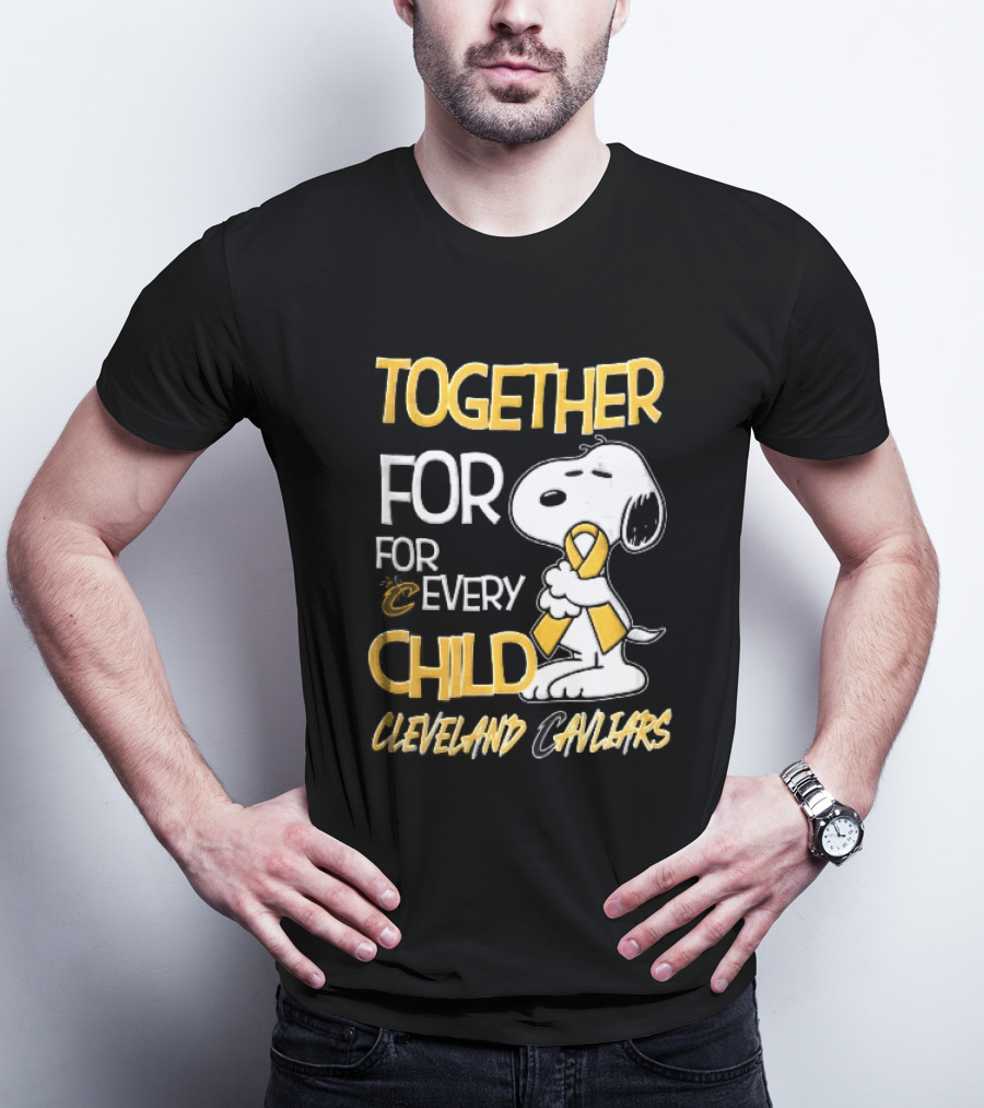 Cleveland Cavaliers Together For Every Child Cartoon Dog Yellow Ribbon T-Shirt
