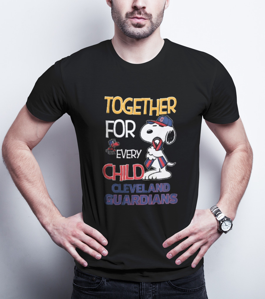 Cleveland Guardians Together For Every Child Snoopy Awareness Ribbon MLB T-Shirt