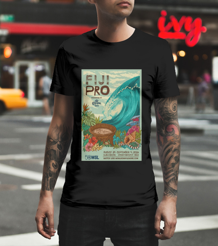 Fiji Pro Cloudbreak 2026 Presented By Corona Cero August 25 September 4 World Surf League Championship Tour T-Shirt