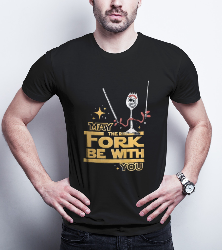 May The Fork Be With You Spork Wielding Lightsabers T-Shirt