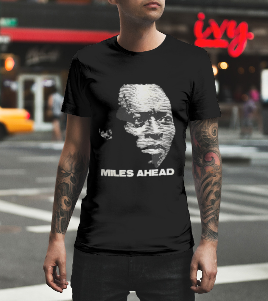 Miles Ahead Face Close Up Horizontal Lines T-Shirt