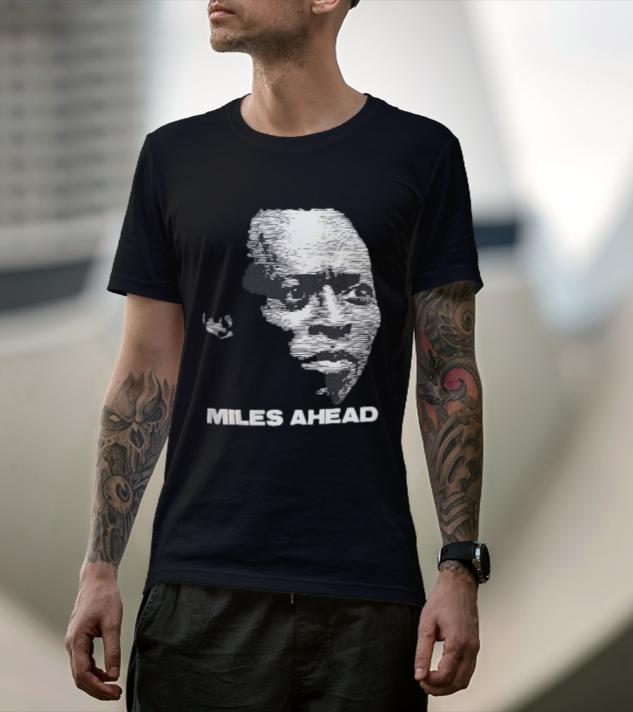Miles Ahead Face Close Up Horizontal Lines T-Shirt