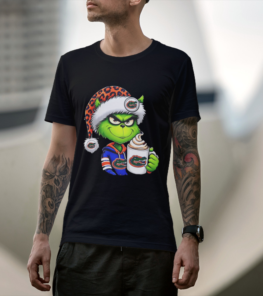 Holiday 2026 Grinch In Florida Gators With Festive And Santa Hat T-Shirt