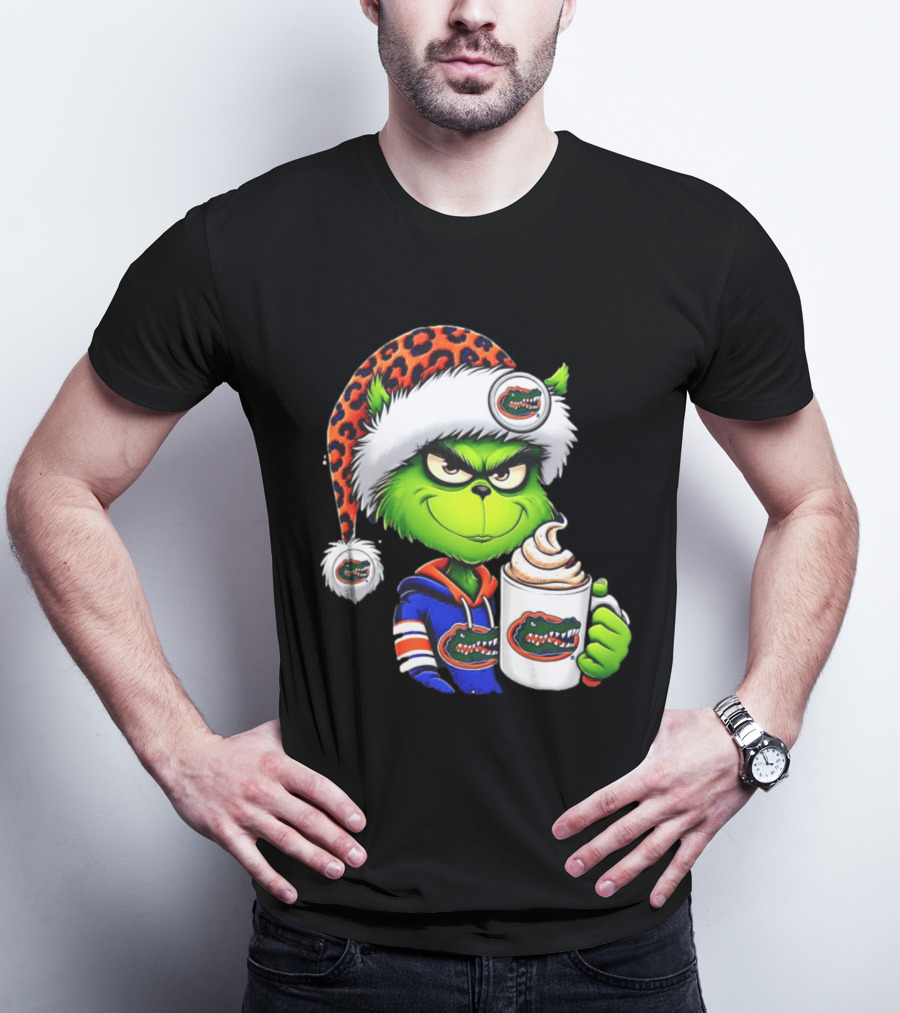 Holiday 2026 Grinch In Florida Gators With Festive And Santa Hat T-Shirt
