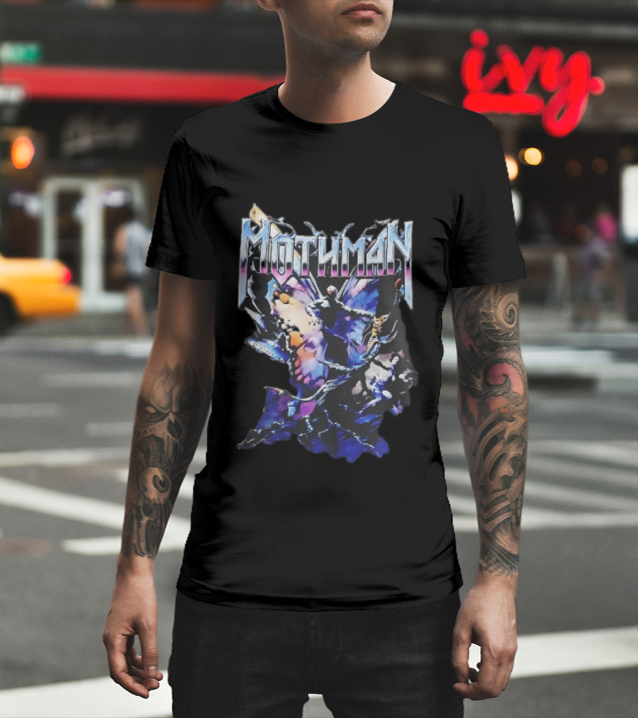 Mothman Glowing Red Eyes Giant Wings Heavy Metal UFO T-Shirt
