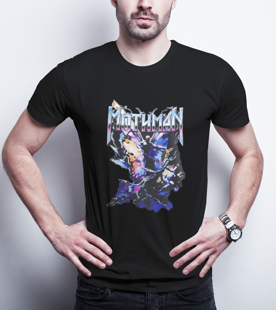 Mothman Glowing Red Eyes Giant Wings Heavy Metal UFO T-Shirt