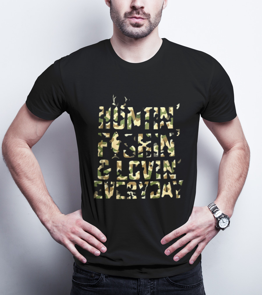 Hunting Fishing Loving Every Day Camo Pattern Wildlife Outdoor T-Shirt