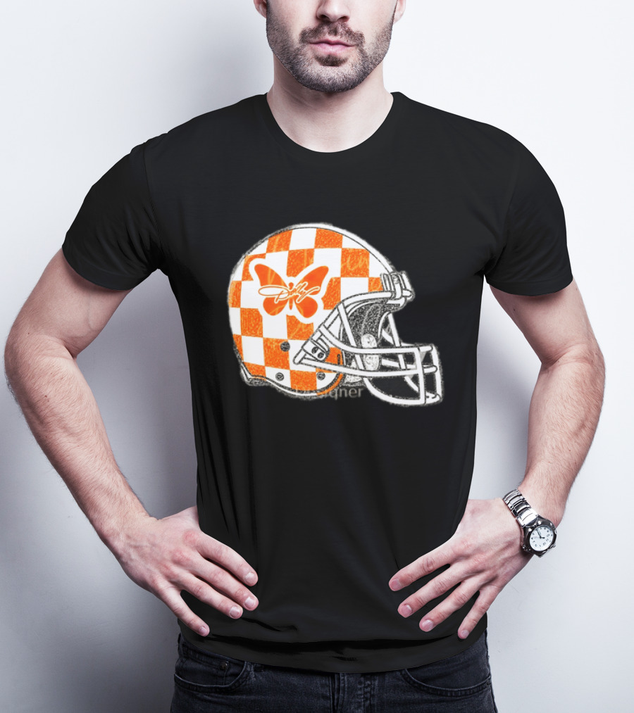 Tennessee Vols Football Helmet Checkerboard Butterfly Dolly Parton Version T-Shirt