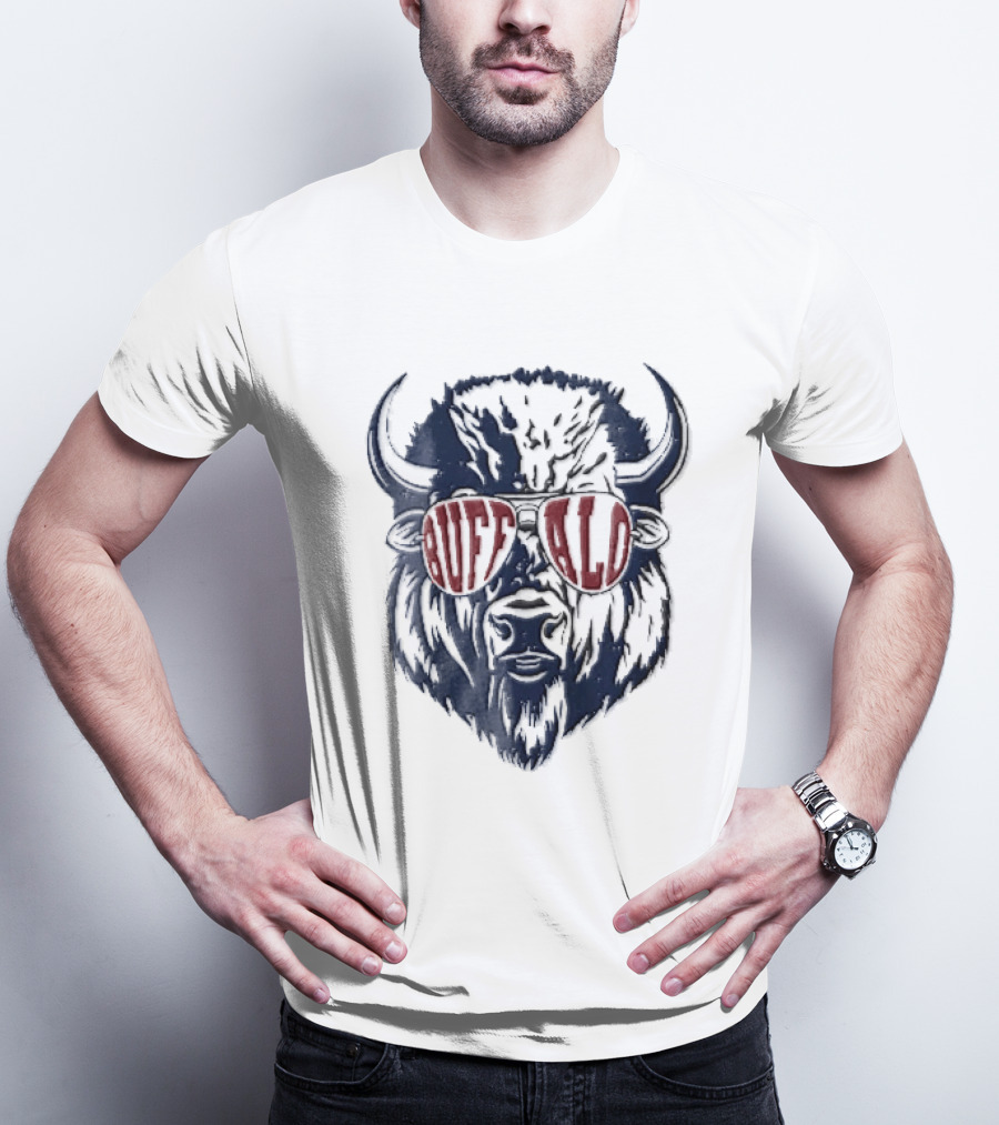 Buffalo Distressed Bison Aviator Sunglasses T-Shirt