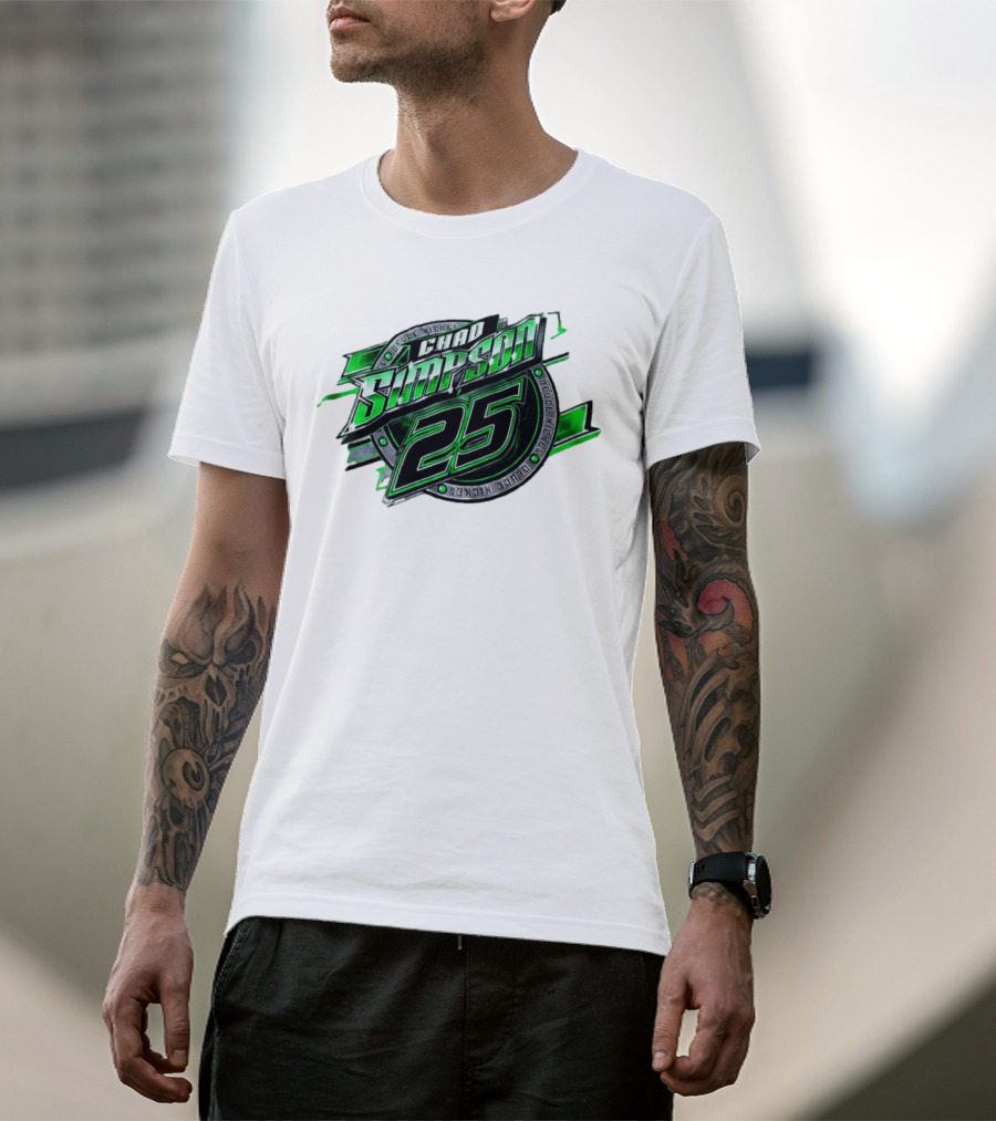 Chad Simpson 25 Deuce Nickel Racing Green Black Christian Series T-Shirt