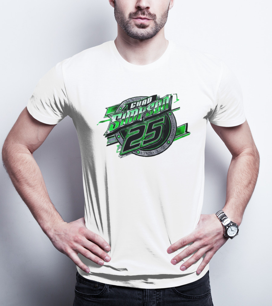 Chad Simpson 25 Deuce Nickel Racing Green Black Christian Series T-Shirt