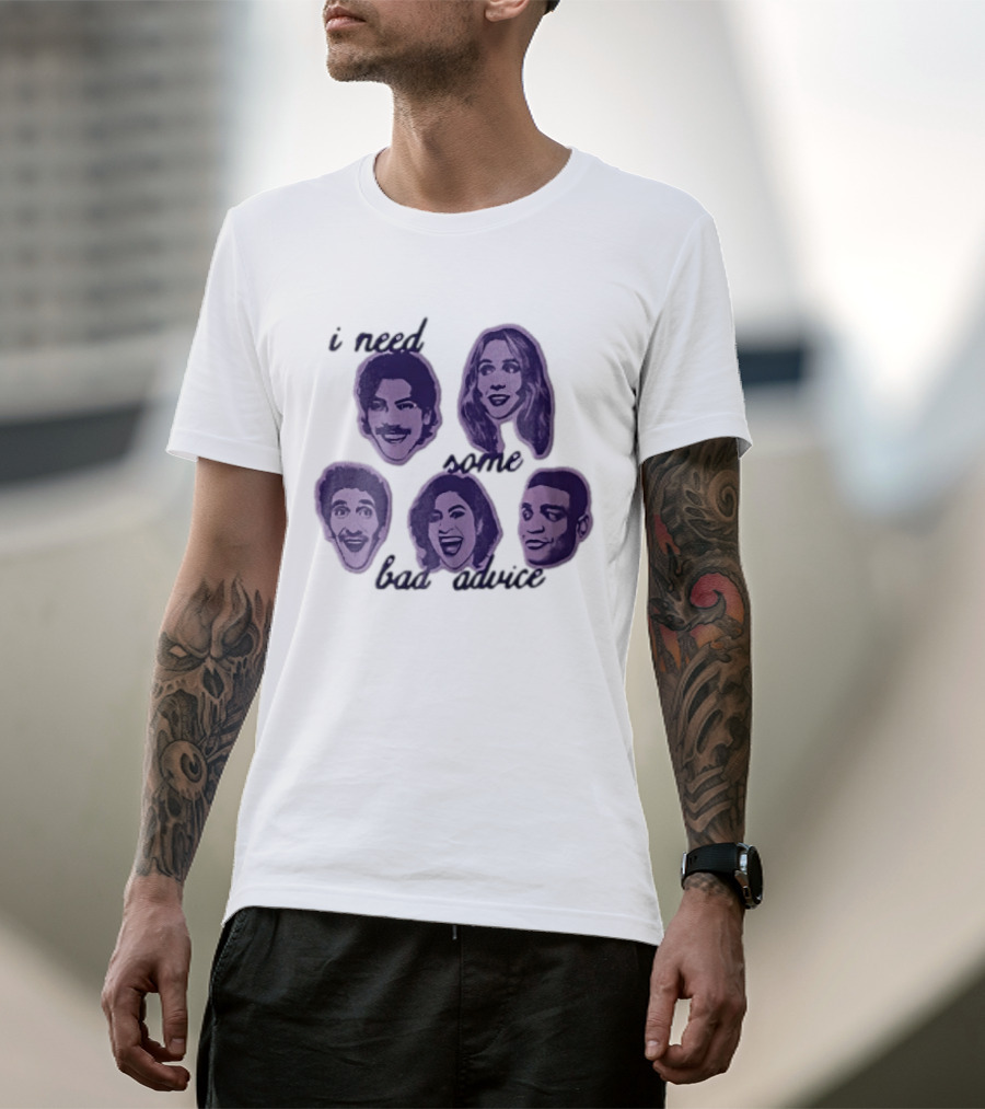 I Need Some Bad Advice Purple Monochromatic Five People Head Cutouts T-Shirt