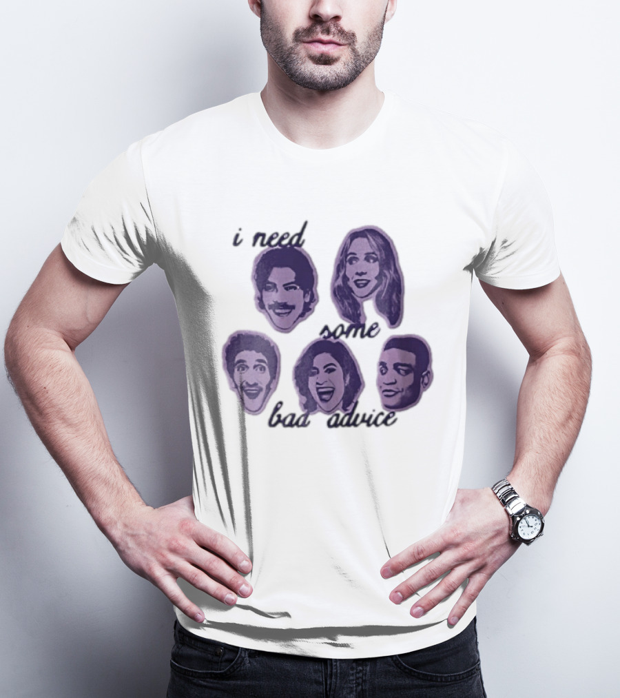I Need Some Bad Advice Purple Monochromatic Five People Head Cutouts T-Shirt