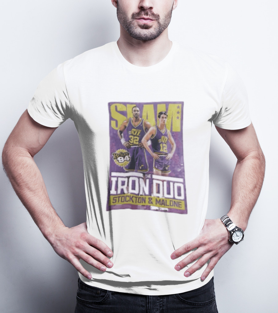 Slam Utah Jazz Before 94 Iron Duo Stockton Malone T-Shirt