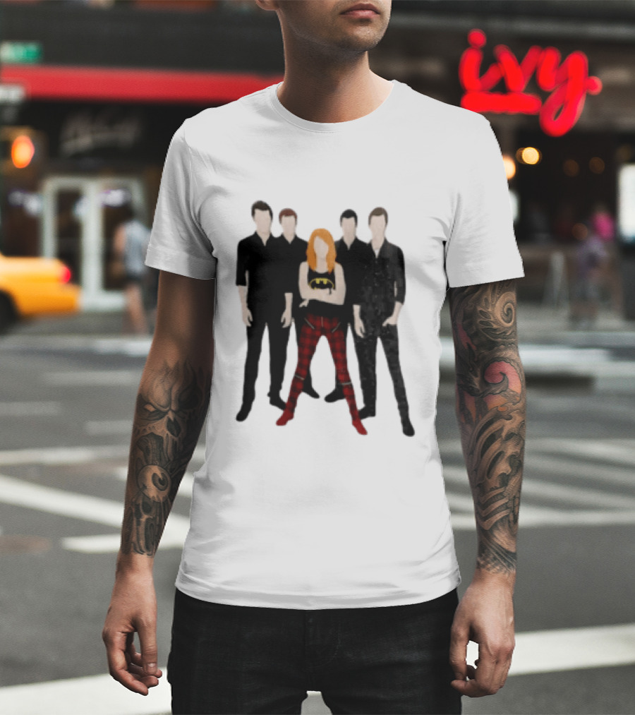 Vector Alternative Rock Band With Bat Symbol And Checkered Pants T-Shirt