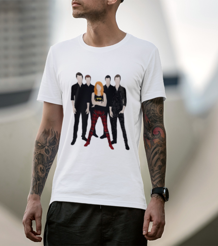 Vector Alternative Rock Band With Bat Symbol And Checkered Pants T-Shirt