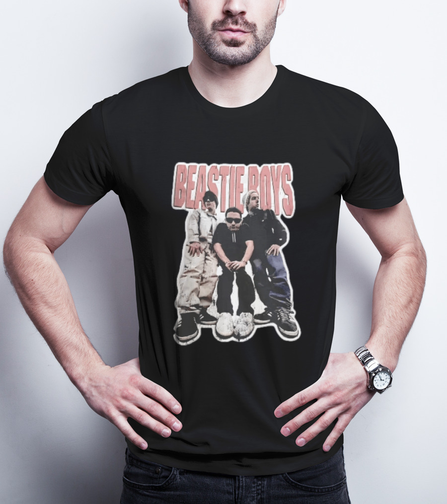 BEASTIE BOYS Three Band Members Group Photo Distressed Bootleg T-Shirt