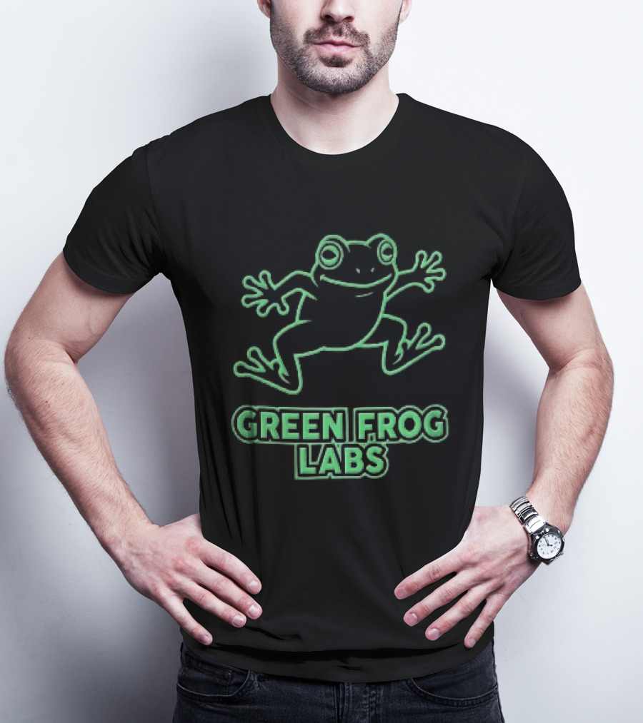 Green Frog Labs Cartoon Sprawling Amphibian Line T-Shirt
