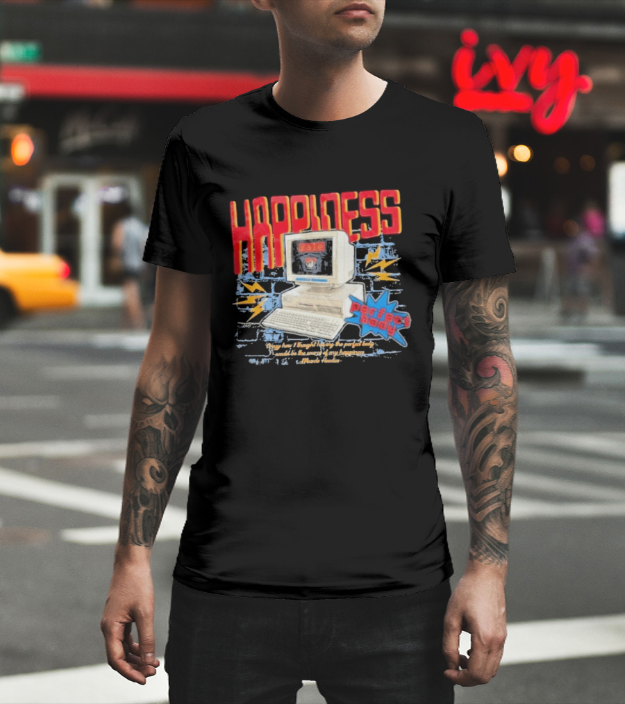 Happiness Perfect Body Retro Computer Lightning Bolts T-Shirt