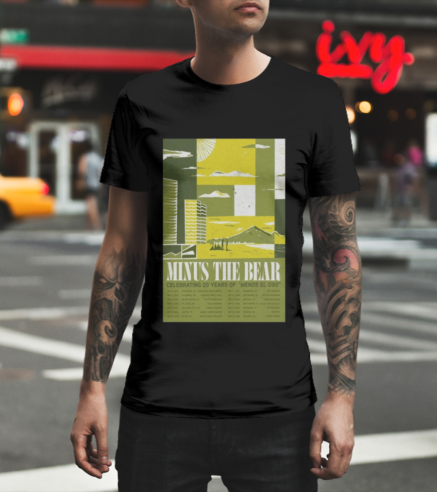 Minus The Bear Celebrating 20 Years Of Menos El Oso 2026 US Tour Dates T-Shirt