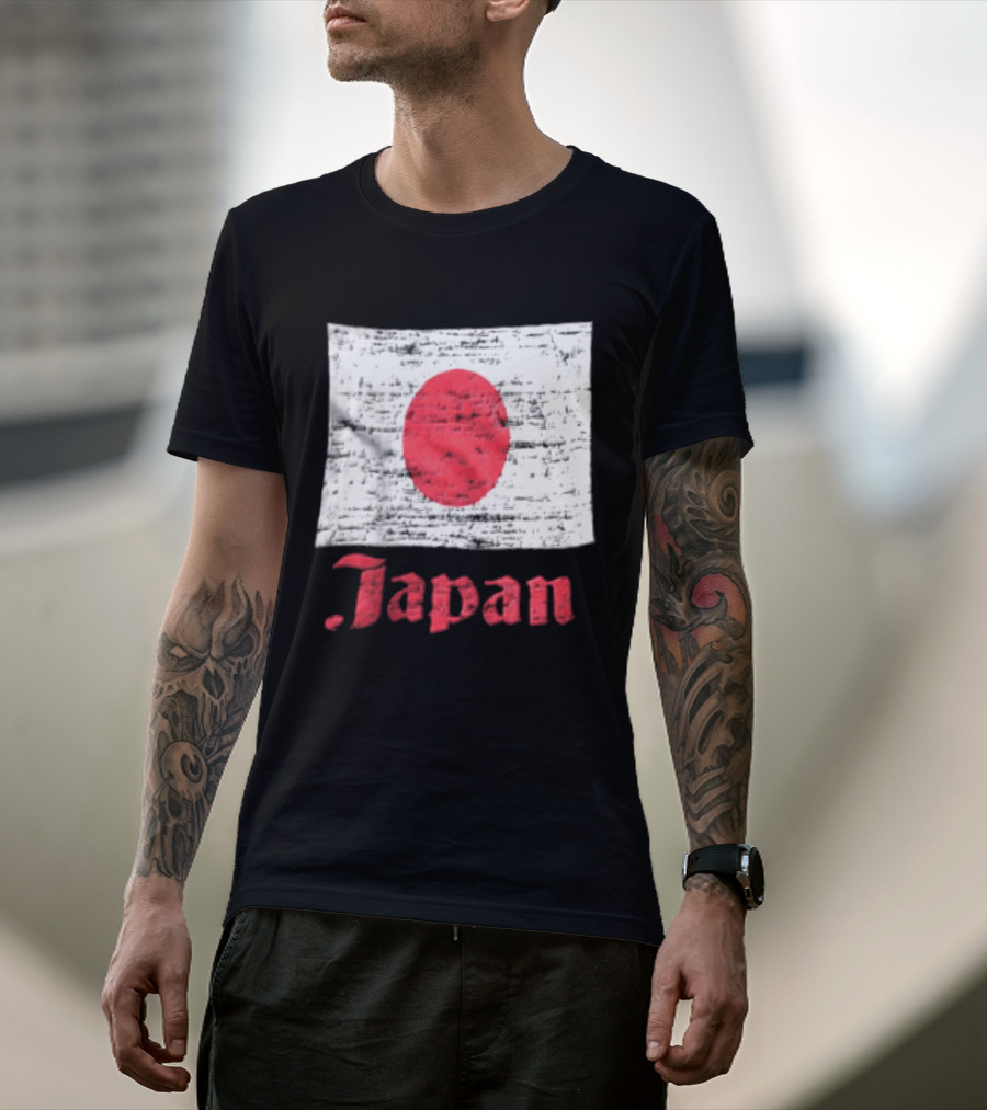 Japan Flag Distressed Style Red Dot Vintage Look T-Shirt
