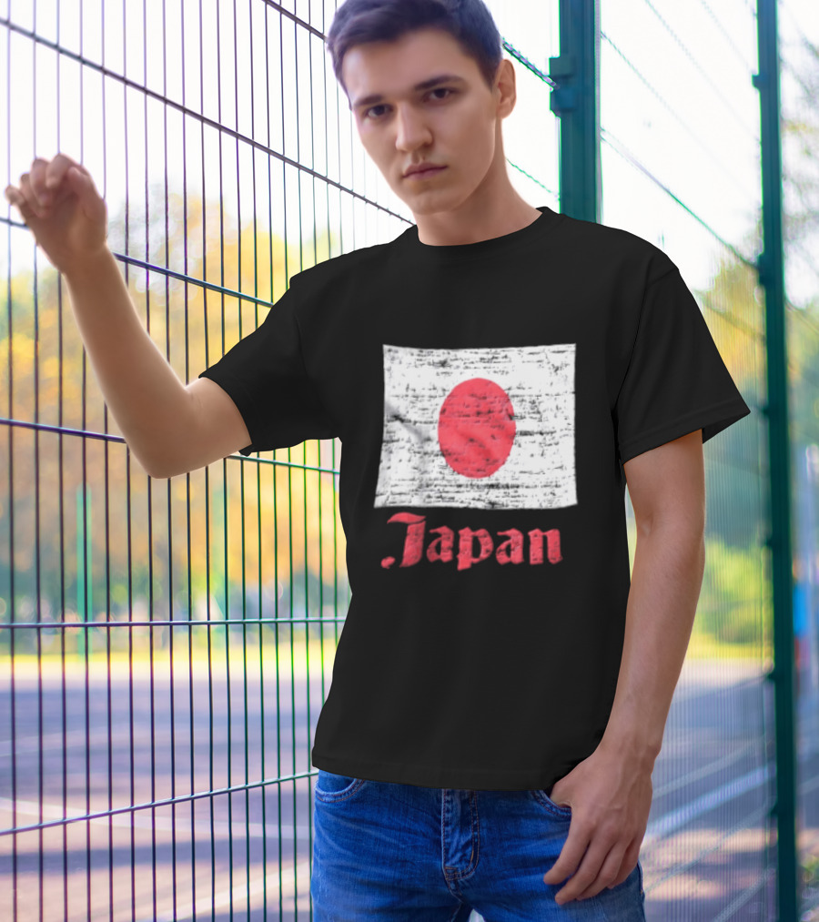 Japan Flag Distressed Style Red Dot Vintage Look T-Shirt