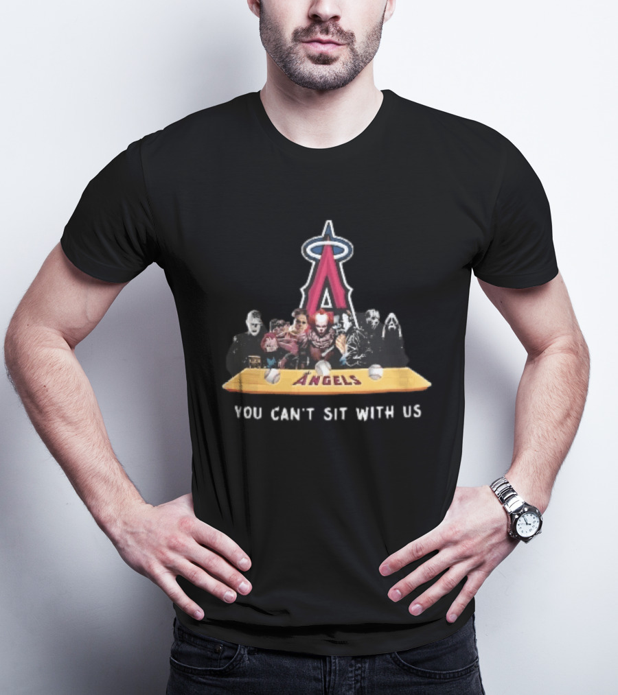 Los Angeles Angels MLB Horror Characters You Can't Sit With Us Bench Baseballs T-Shirt
