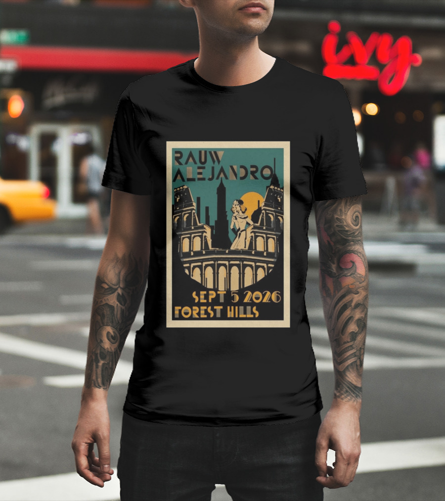 Rauw Alejandro Sept 5 2026 Forest Hills Stadium Art Deco T-Shirt