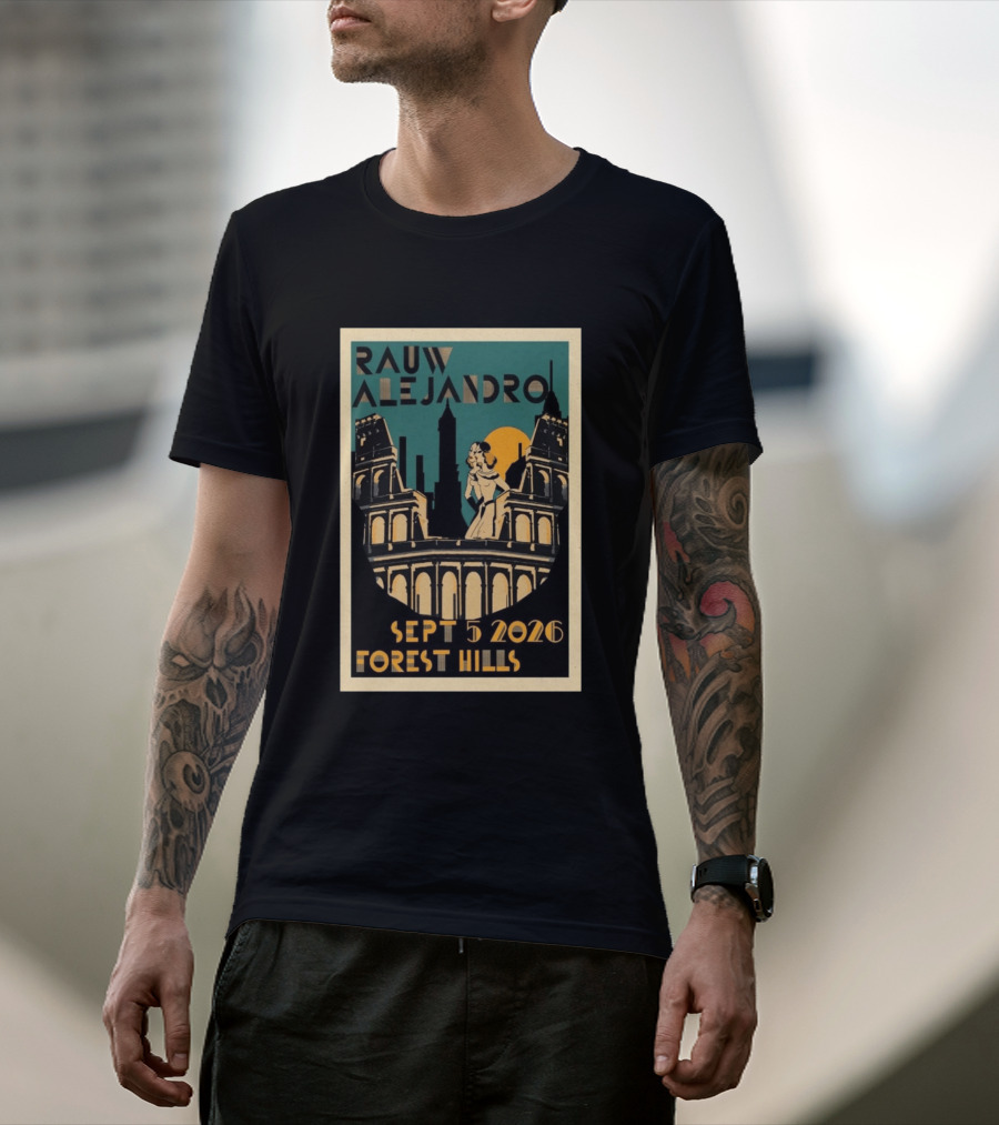 Rauw Alejandro Sept 5 2026 Forest Hills Stadium Art Deco T-Shirt