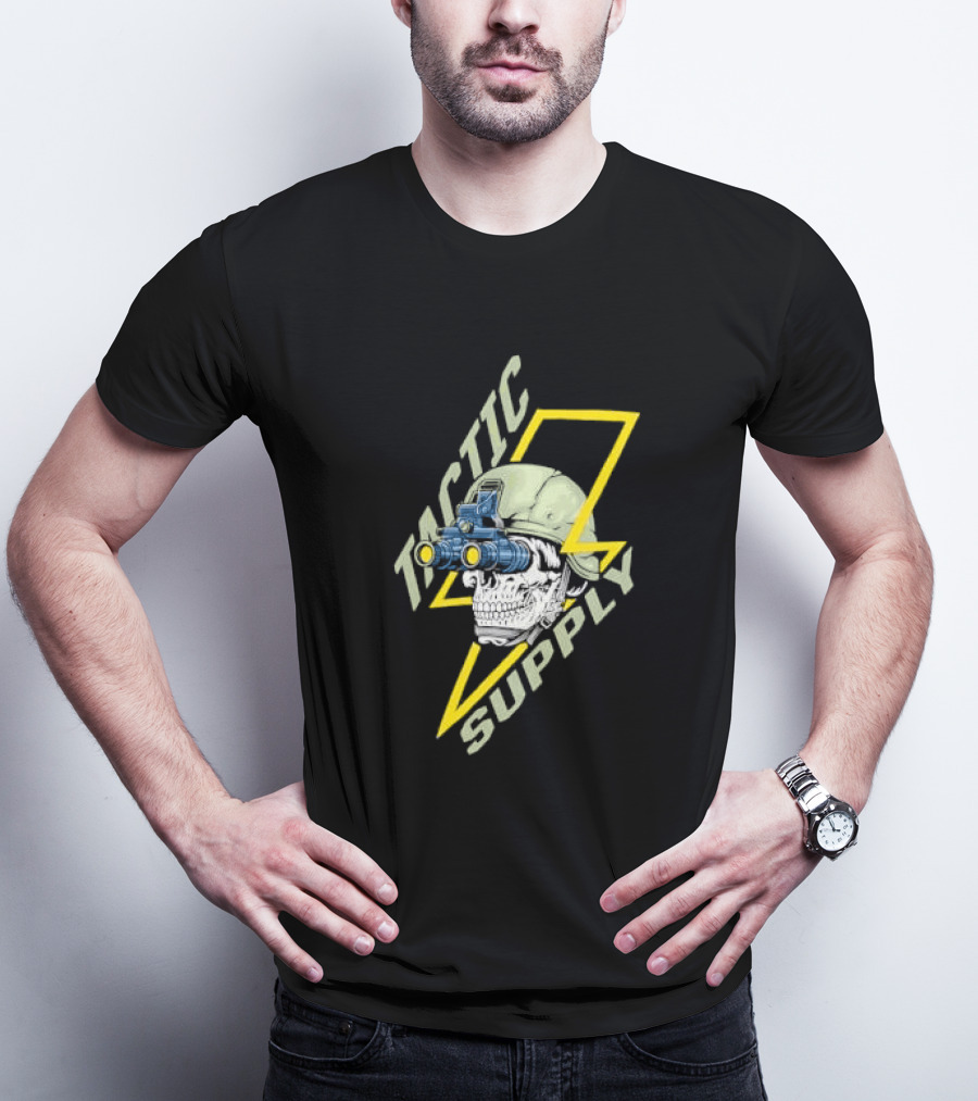 Tactical Skull Tactic Supply Night Vision Helmet Lightning Bolt T-Shirt