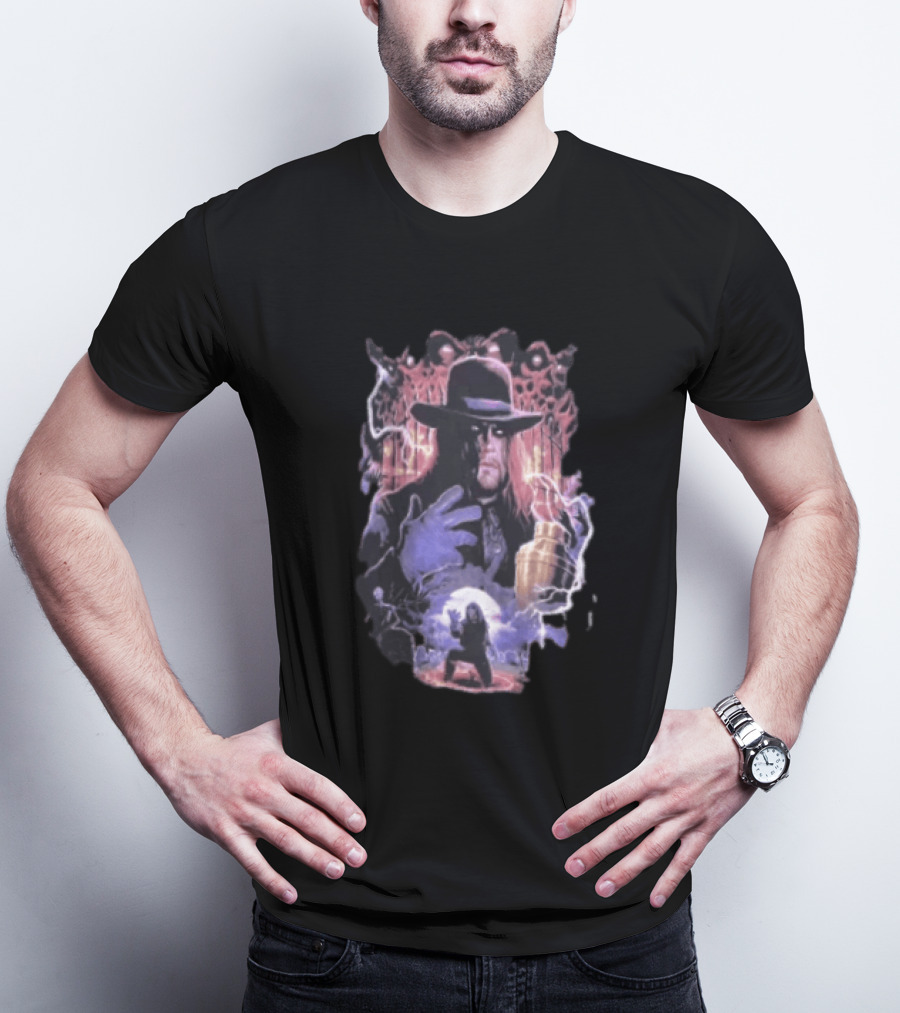 The Undertaker WWE Wrestler Vintage Style With Lightning And Urn T-Shirt