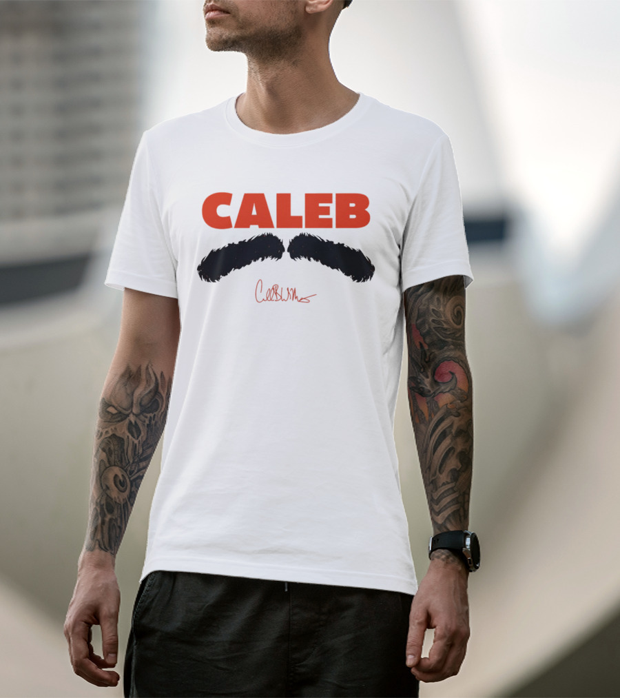 Caleb Mustache Red Text Signature T-Shirt