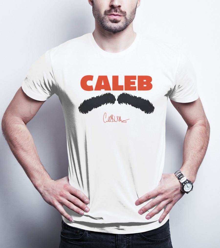 Caleb Mustache Red Text Signature T-Shirt
