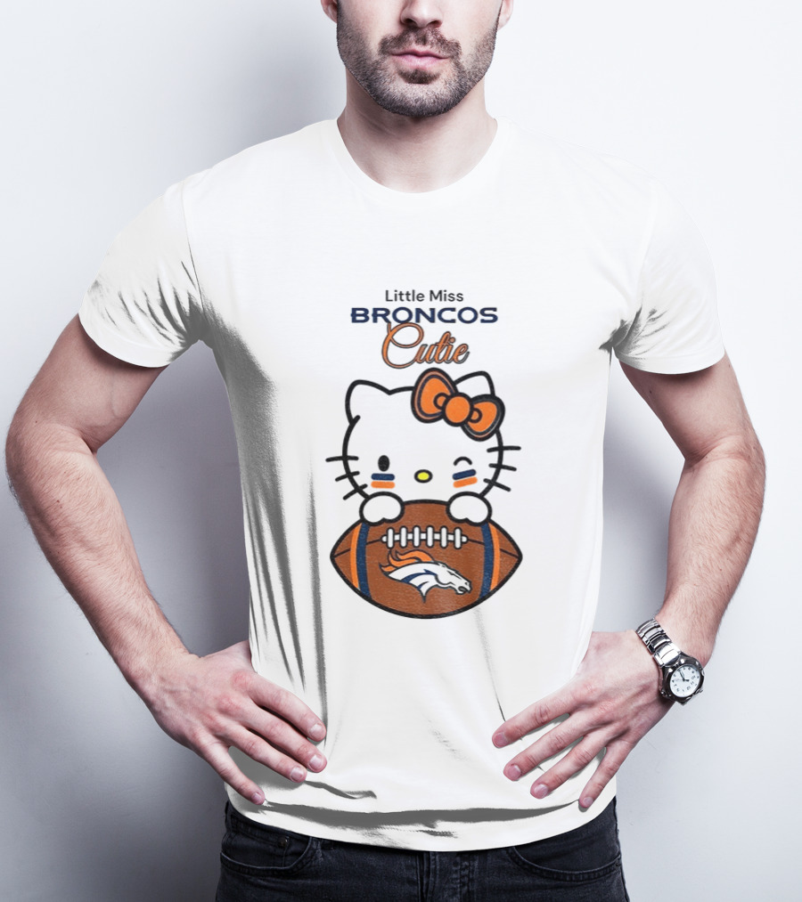 Little Miss Broncos Cutie Hello Kitty Football Fan T-Shirt