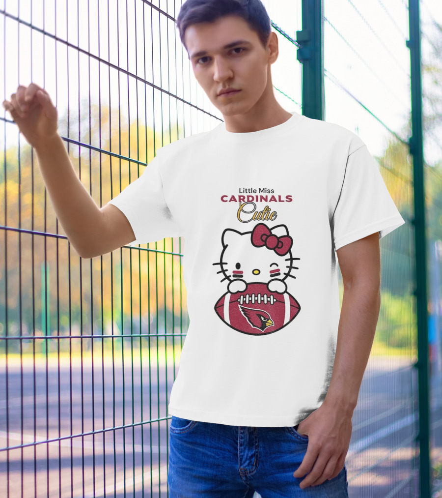 Little Miss Cardinals Cutie Hello Kitty Football T-Shirt