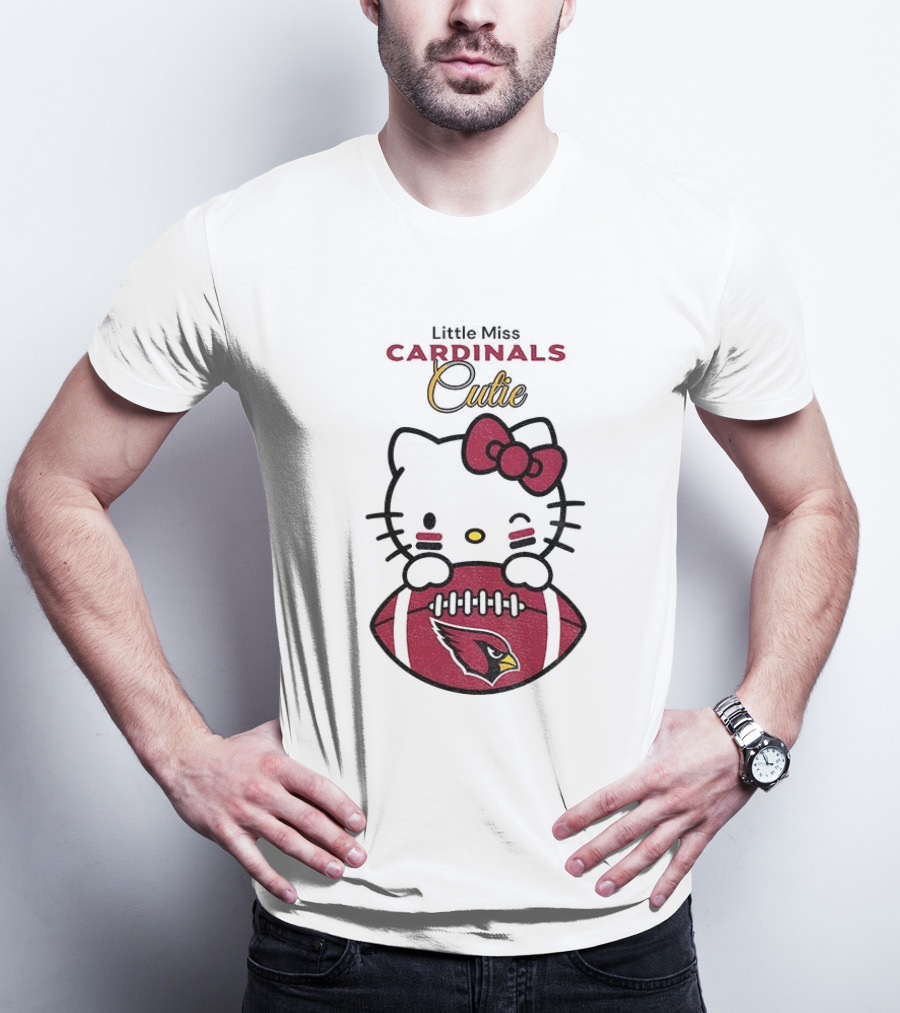 Little Miss Cardinals Cutie Hello Kitty Football T-Shirt