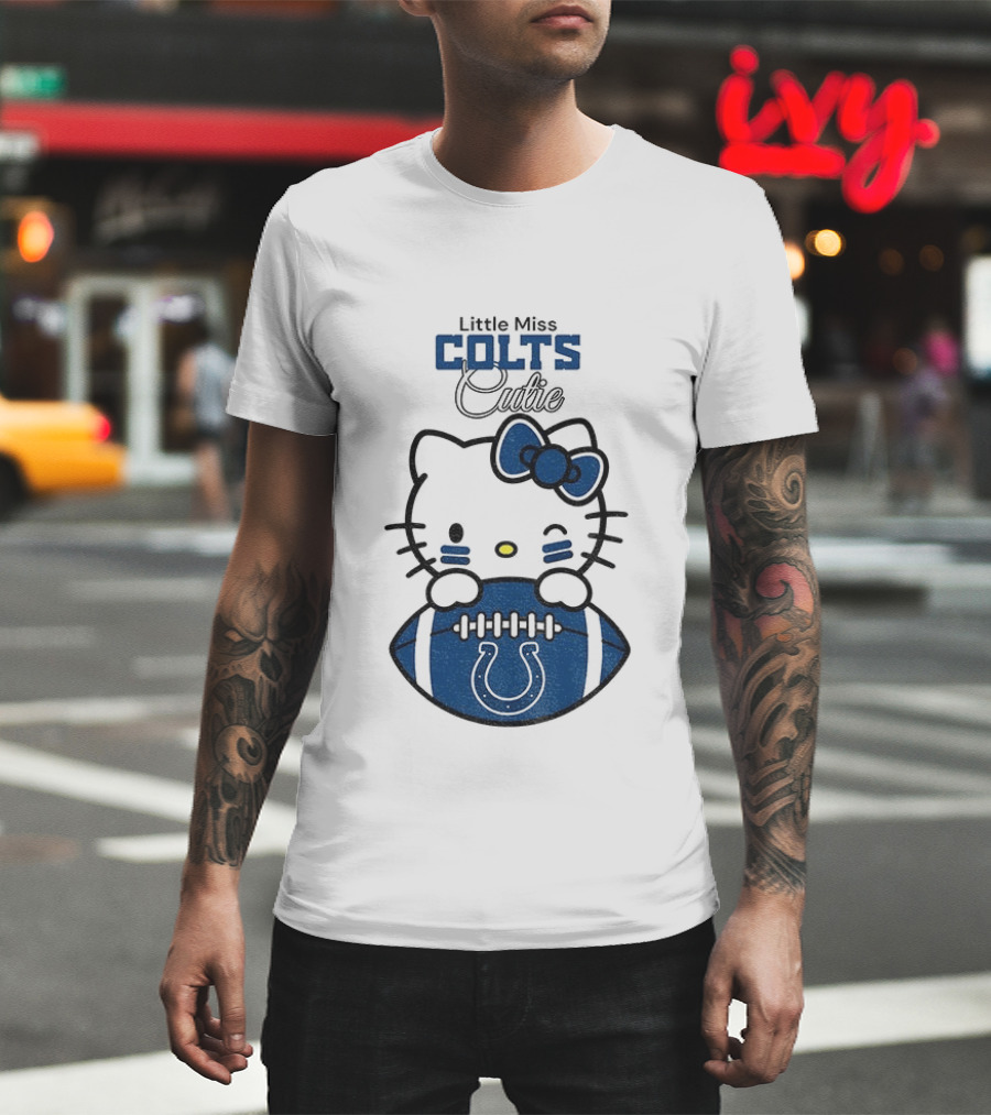 Little Miss Colts Cutie Hello Kitty Football T-Shirt