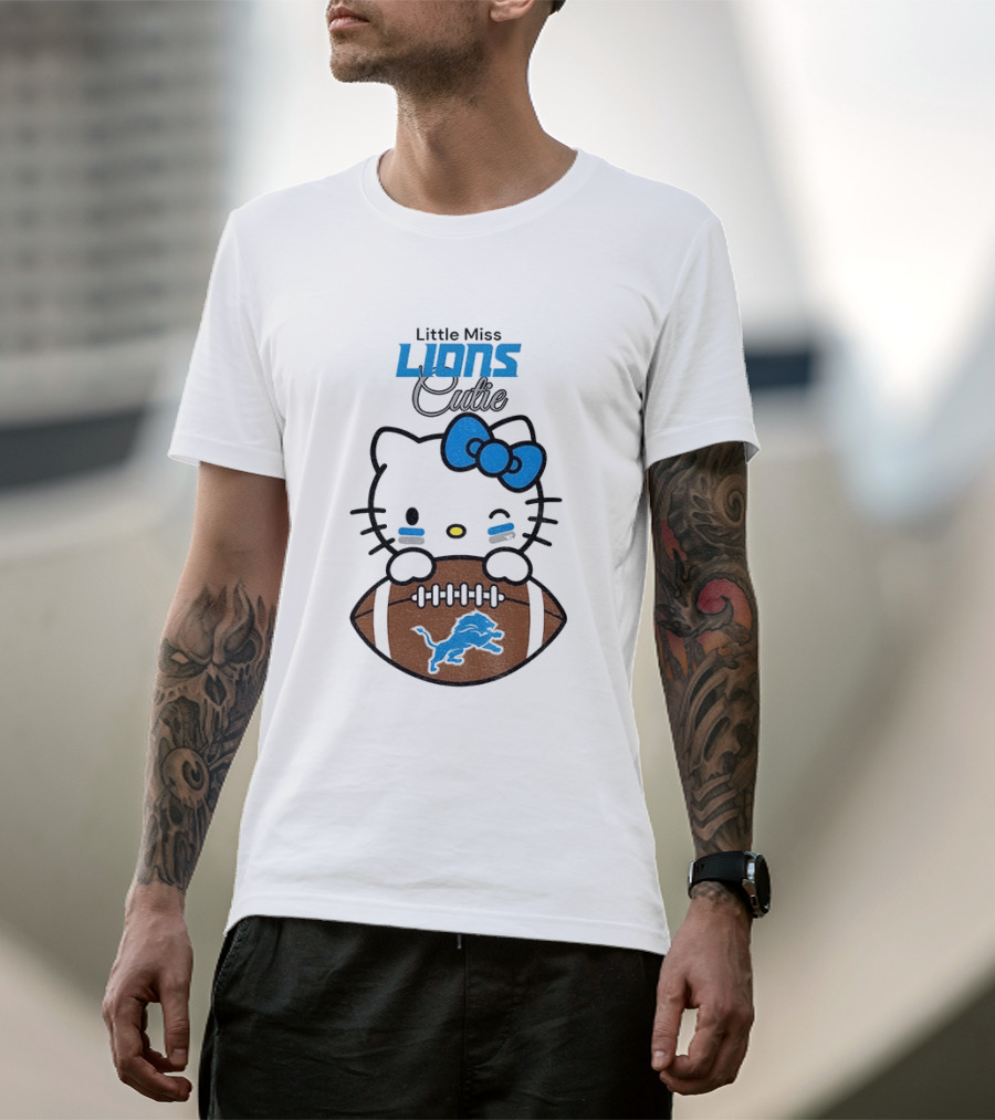 Little Miss Lions Hello Kitty Cute Football T-Shirt