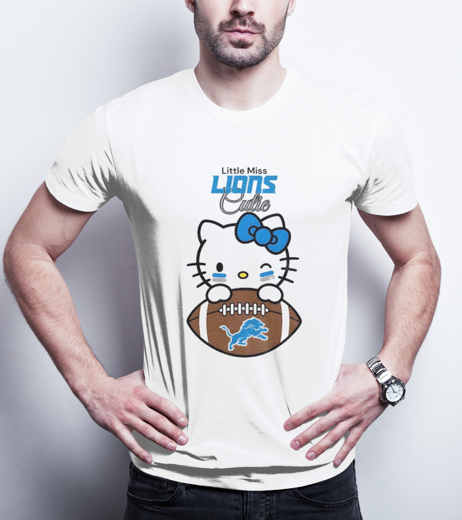 Little Miss Lions Hello Kitty Cute Football T-Shirt
