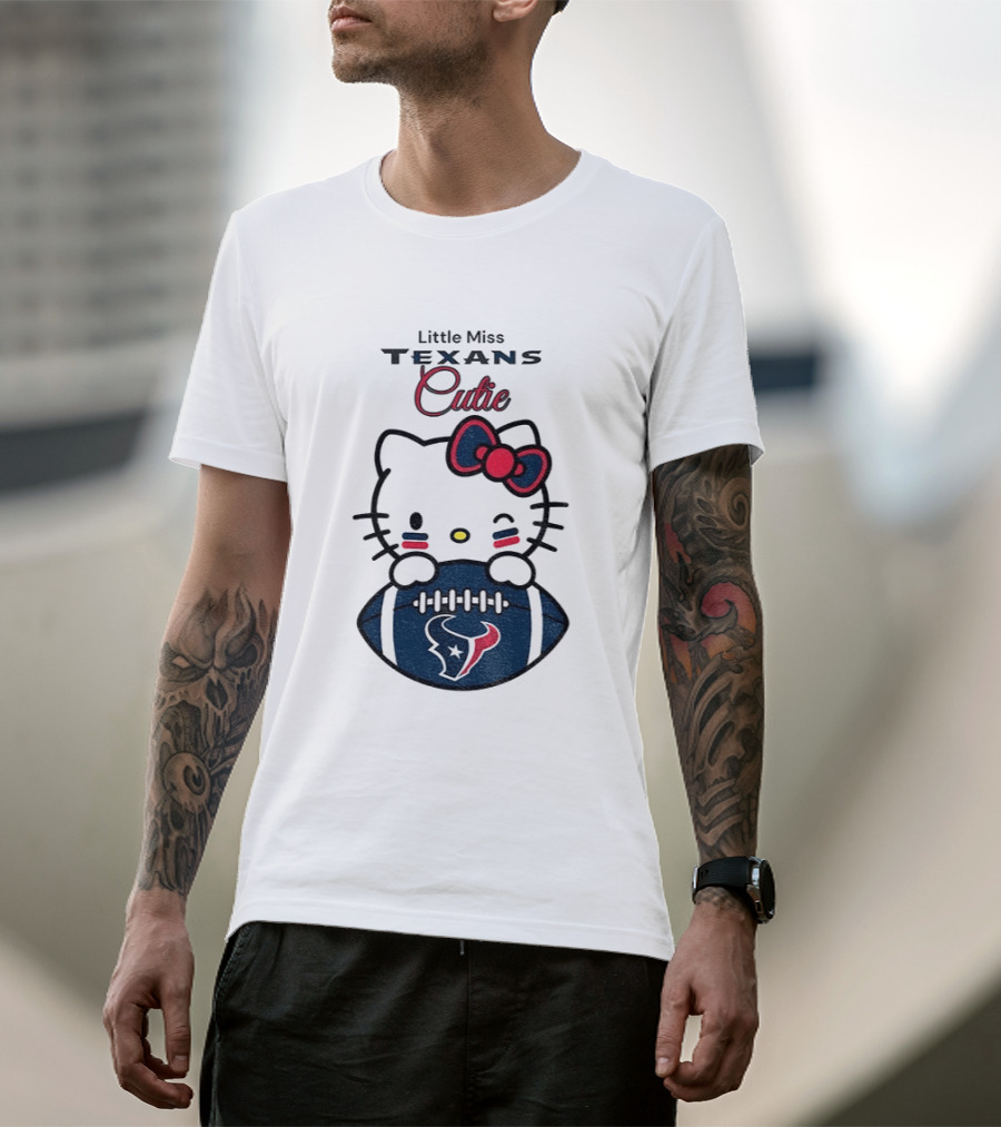 Little Miss Texans Cutie Hello Kitty Football T-Shirt