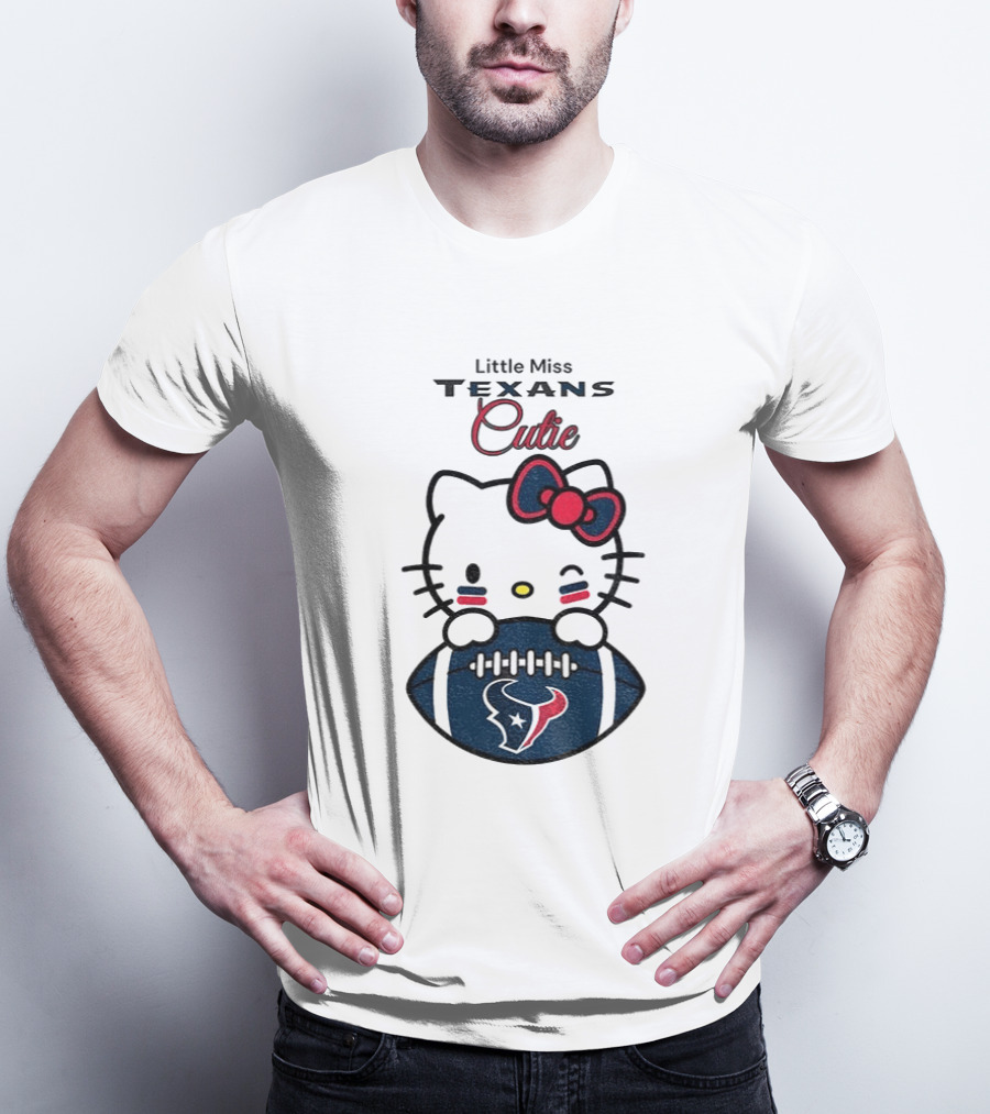 Little Miss Texans Cutie Hello Kitty Football T-Shirt